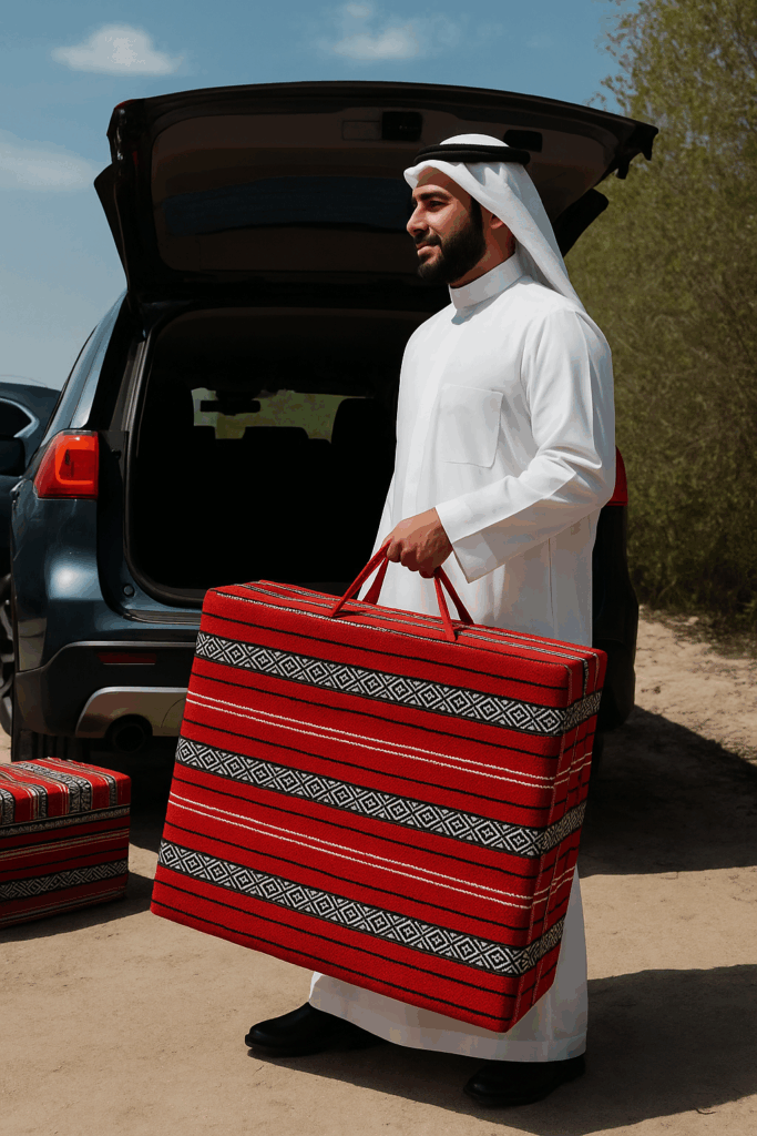 Portable Sadu Seating with 2 Cushions 200x65x10cm - AlBaghli United