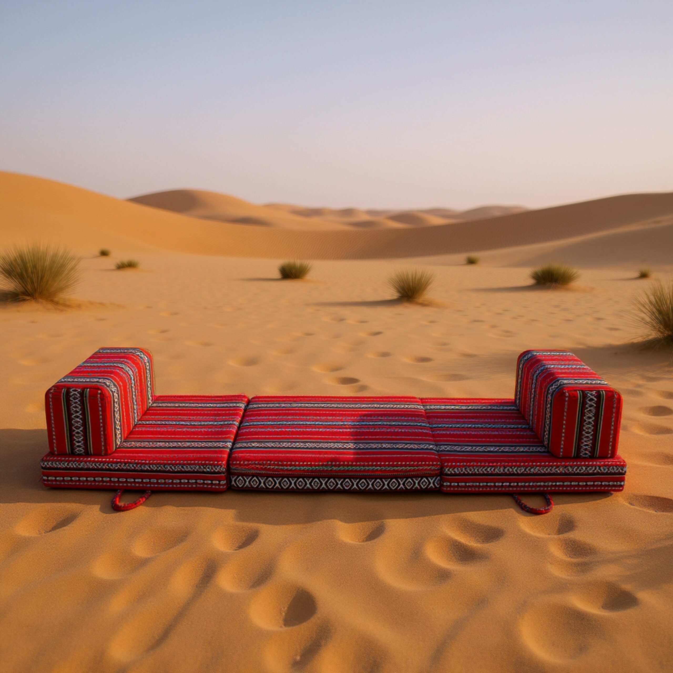 Portable Sadu Seating with 2 Cushions 200x65x10cm - AlBaghli United